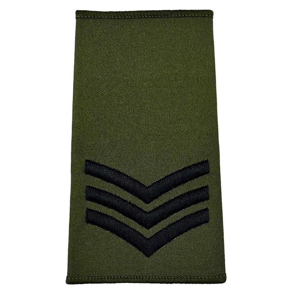 Olive Green Rank Slides with Black Embroidery (Pair) - John Bull