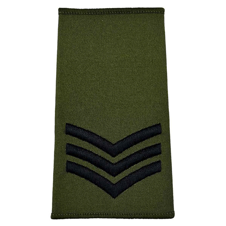 Olive Green Rank Slides with Black Embroidery (Pair) - John Bull