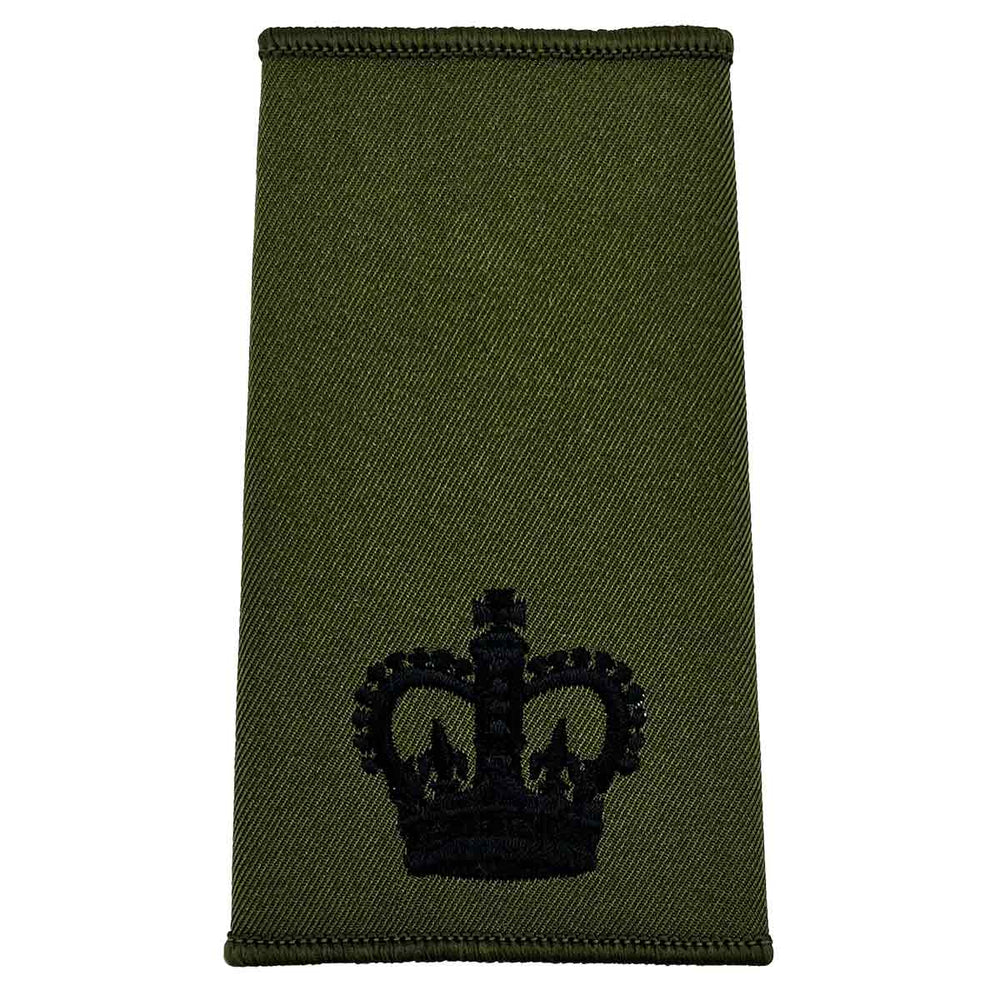 Olive Green Rank Slides with Black Embroidery (Pair) - John Bull