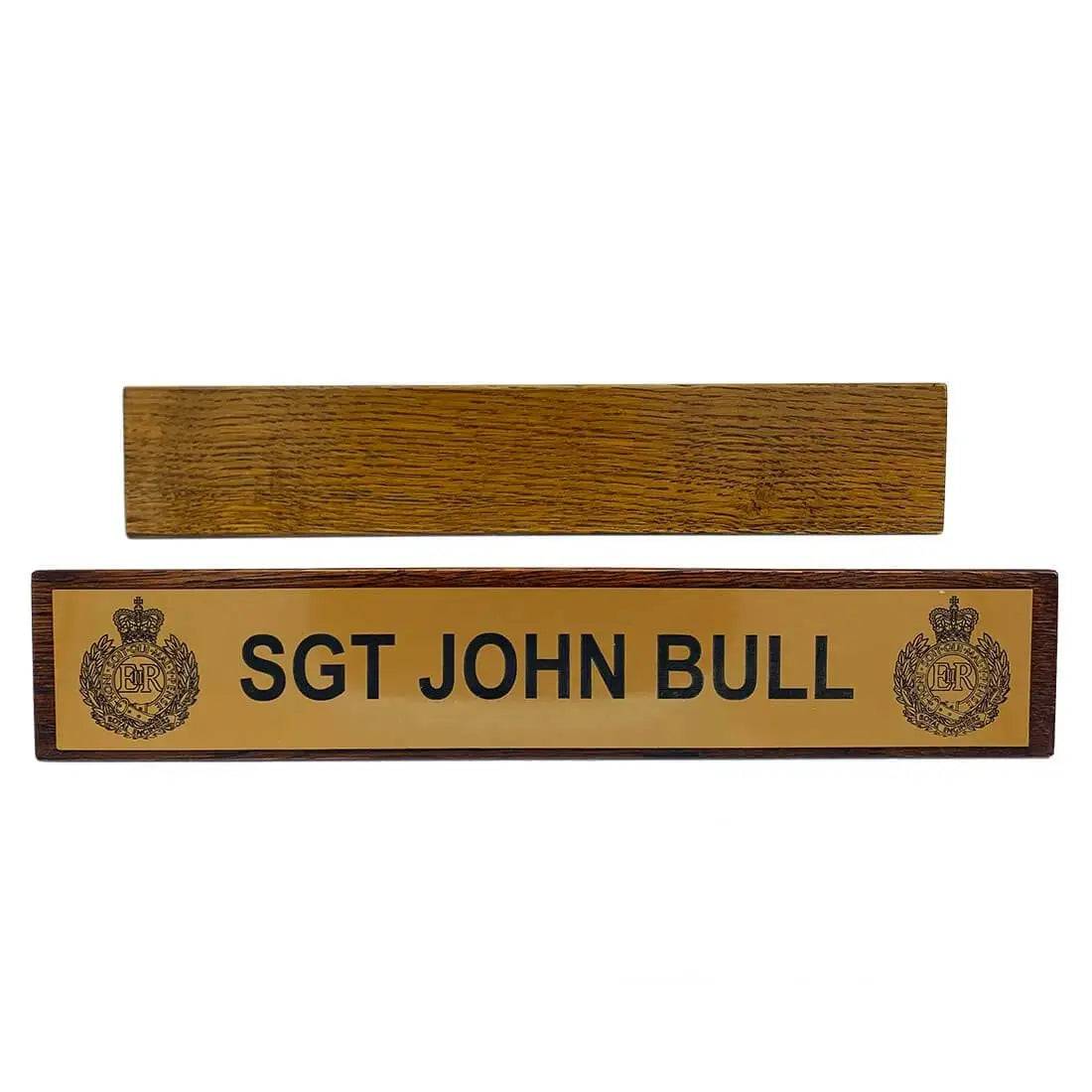 Regimental Desk Name Plate on Wooden Block (Toblerone)