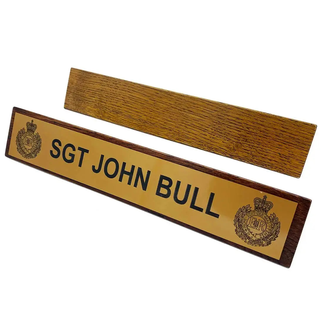 Regimental Desk Name Plate on Wooden Block (Toblerone)