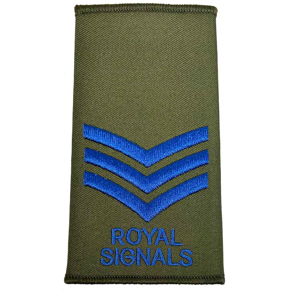 Royal Signals Rank Slides Olive Green (Pair) | John Bulls