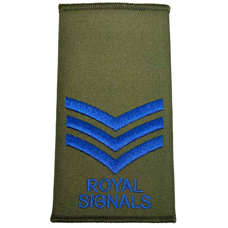 Royal Signals Rank Slides Olive Green (Pair) | John Bulls
